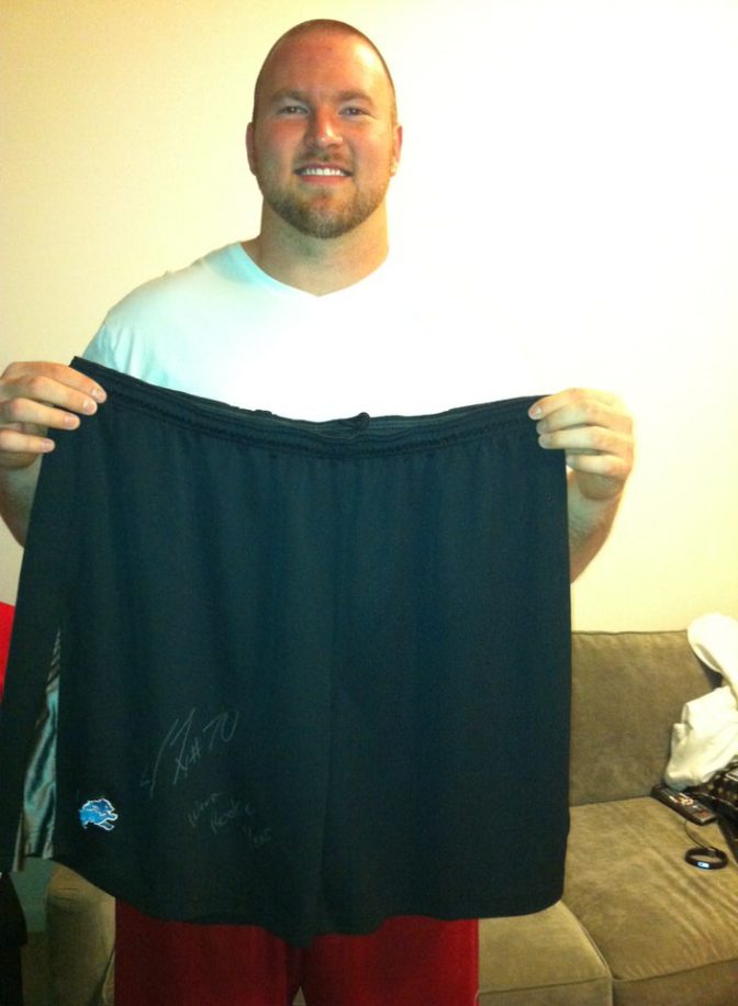 Jason Fox Practice Worn Detroit Lions Shorts
