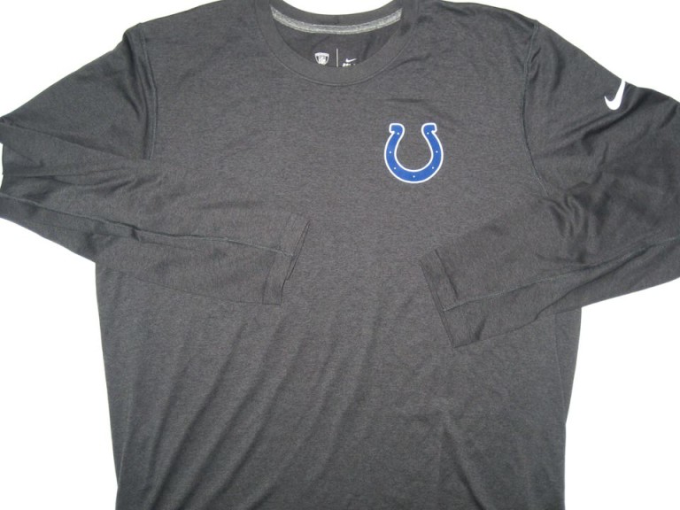 Alex Tanney Training Worn Indianapolis Colts #3 Long Sleeve Nike Dri ...