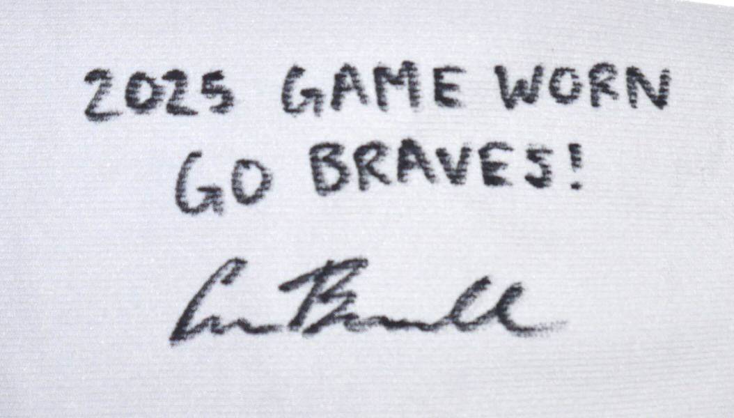 Cade Bunnell 2025 Columbus Clingstones Game Worn & Signed "GO BRAVES ...
